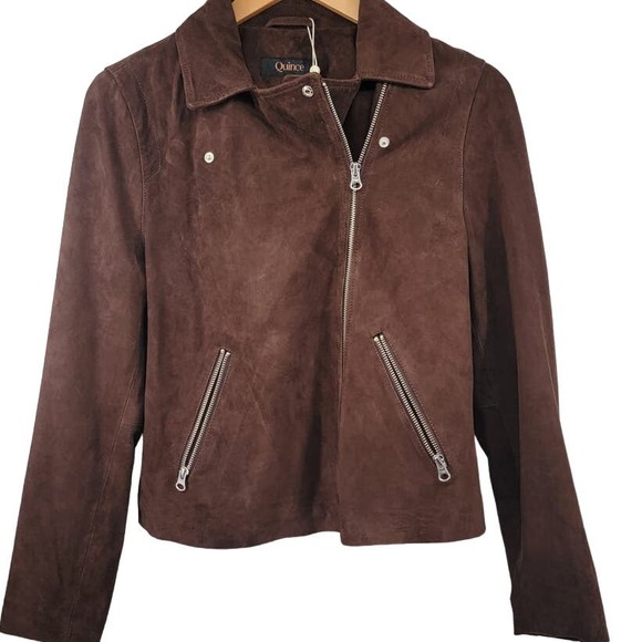 Quince Jackets And Coats Quince 0 Washed Leather Biker Jacket Brown